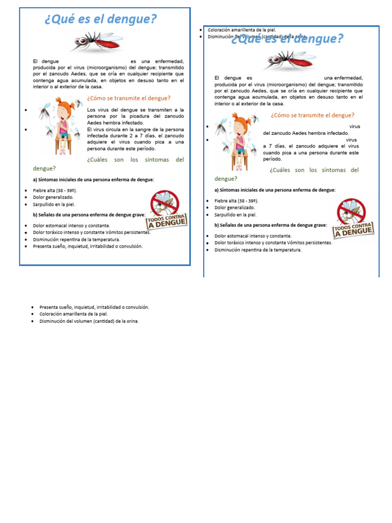 Informacion Del Dengue | PDF | Enfermedades y trastornos ...
