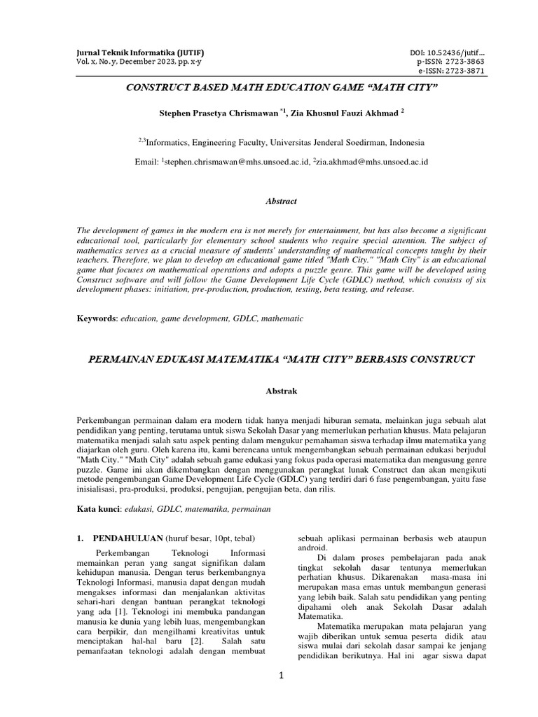 Construct Based Math Education Game "Math City" | PDF