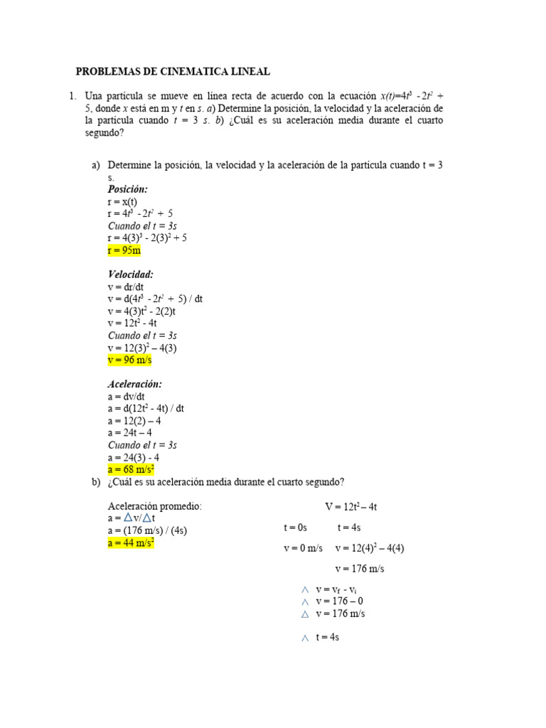 Ejercicios Del 1 Al 9 | PDF | Velocidad | Aceleración