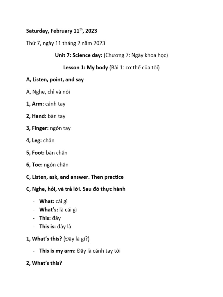 Lesson 1 2 3 4 Unit 7 | PDF