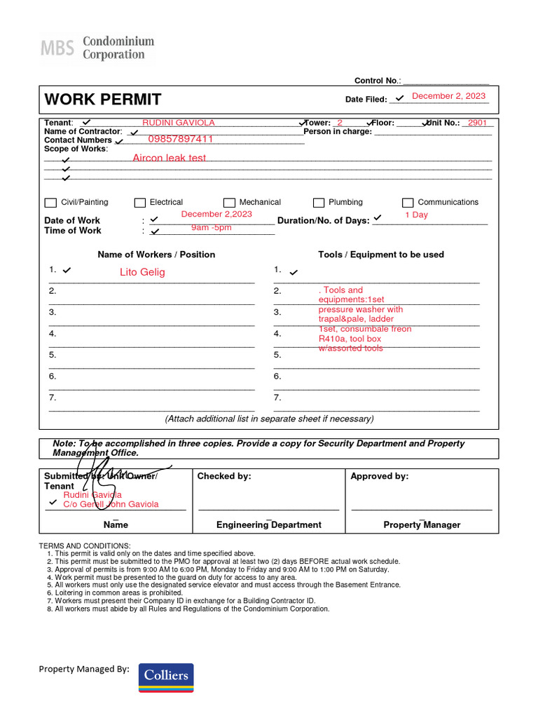 Work Permit Blank Form | PDF | Technology & Engineering