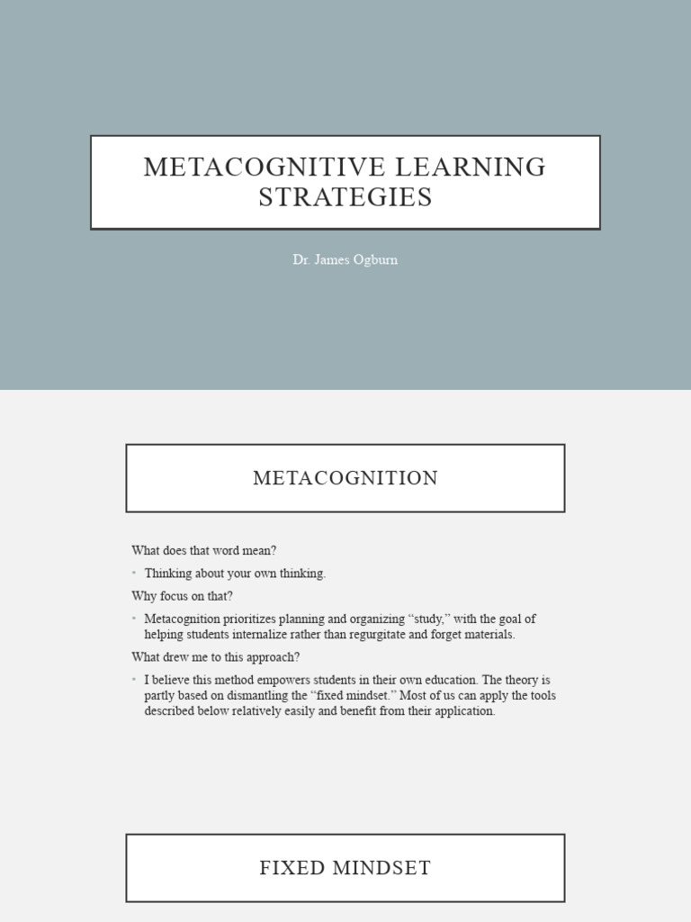 Metacognitive Learning Strategy 3 | PDF | Mindset | Metacognition