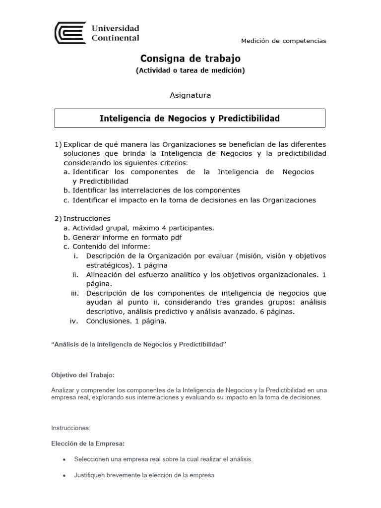 Consigna Inteligencia de Negocios y Predictibilidad | PDF ...