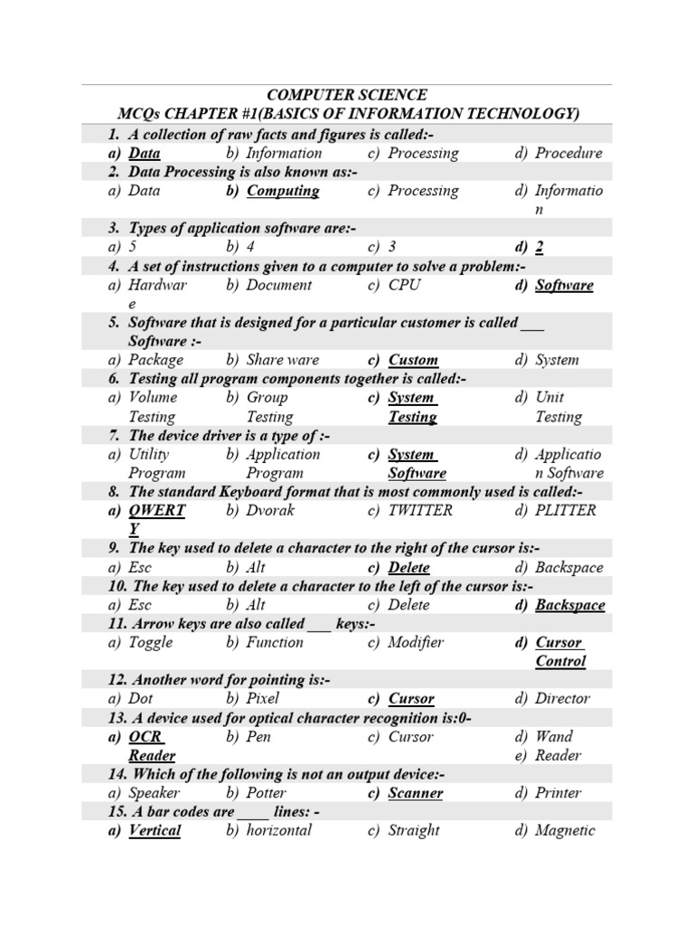 Computer Mcqqs | PDF | Computer Network | Random Access Memory