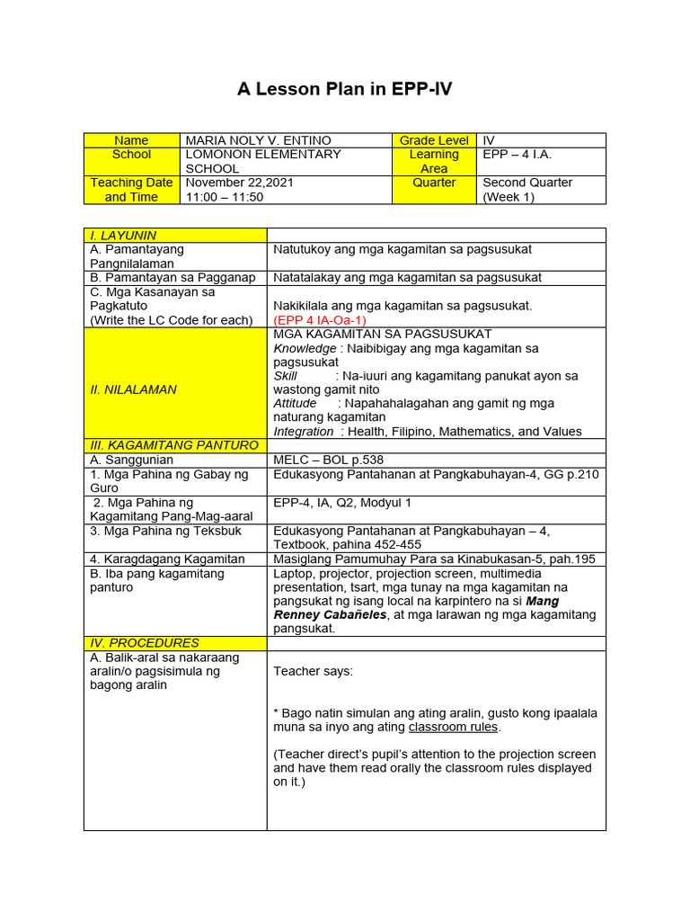 (New COT) EPP - 5 | PDF
