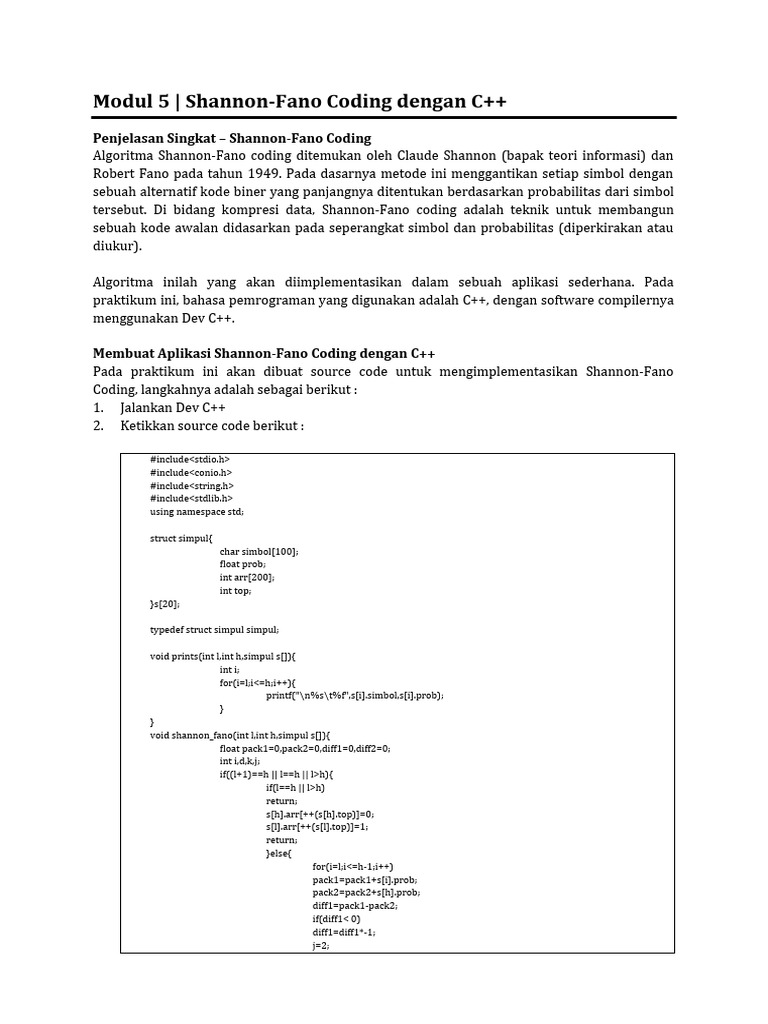 Modul 5 Shannonfano Coding | PDF