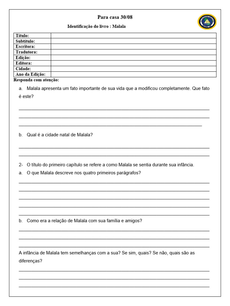 Roteiro 1 Eu Sou Malala | PDF | Malala Yousafzai Roteiro 1 Eu Sou Malala | PDF | Malala Yousafzai