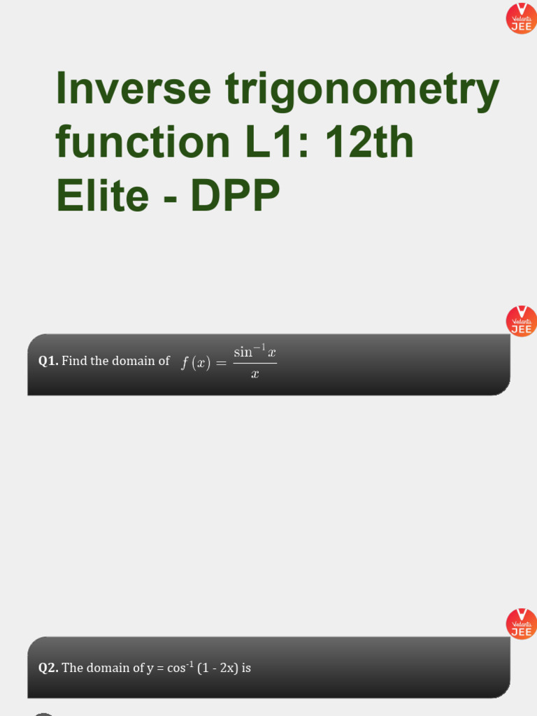 Inverse+Trigonometry+Function+L1+DPP+ +12th+elite | PDF | Trigonometry ...