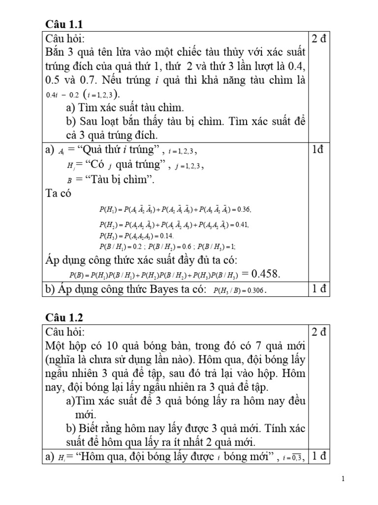 Bài Tâp XSTK T 1 | PDF