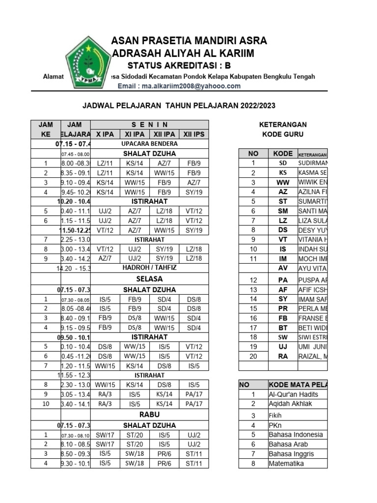 Jadwal Untuk Akre | PDF