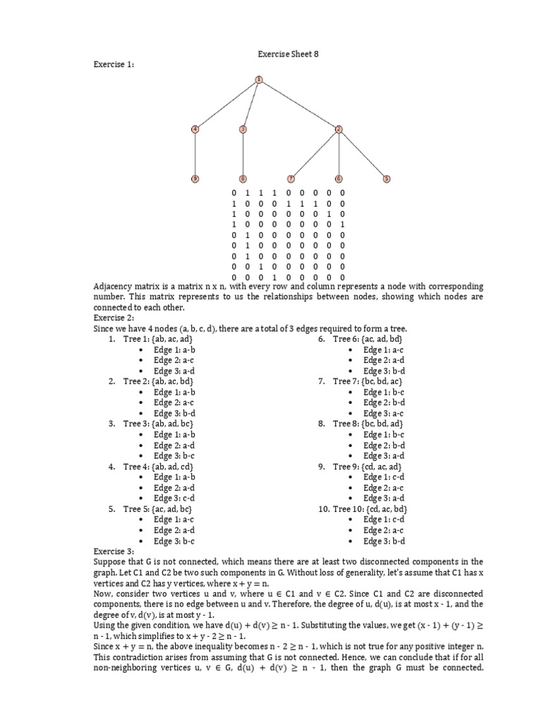 Exercise Sheet 9 | PDF | Vertex (Graph Theory) | Applied Mathematics