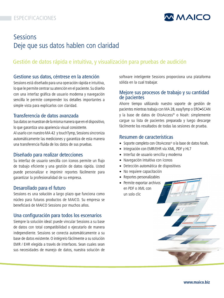Maico Datasheet Sessions Es 04-22 | PDF | Interfaces gráficas de usuario | Usuario (informática)