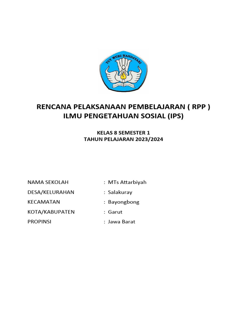 RPP 1 Lembar IPS Kelas 8 Semester 1 Pak Asep | PDF