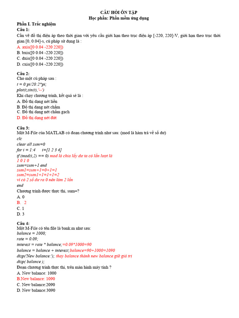 Cau Hoi On Tap PMUD Nam Hoc 2122 | PDF