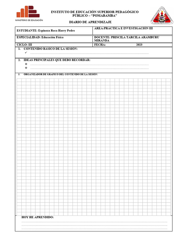 Diario de Aprendizaje en Educación Física | PDF