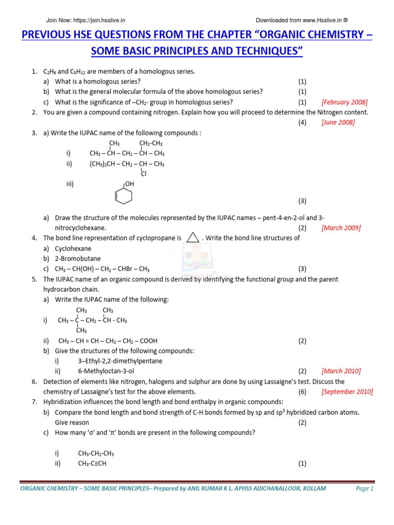 Hsslive-Xi-Chem-Prvs-Qn-12. Organic Chemistry Some Basic Principles ...