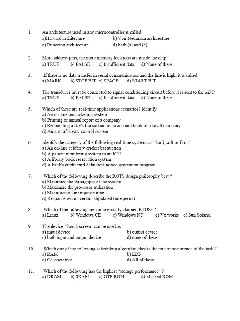 Embedded System MCQ | PDF | Random Access Memory | Microcontroller
