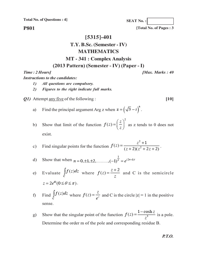 T.y.b.sc Sem. - IV (2013 Pattern) - 1 | PDF | Equations | Ring ...