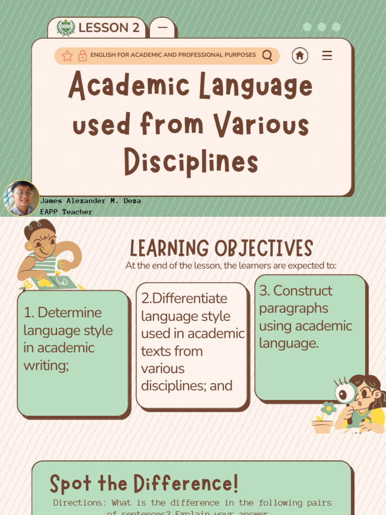 Eapp - Lesson 2 - Academic Language | Download Free PDF | Argument | Cognition