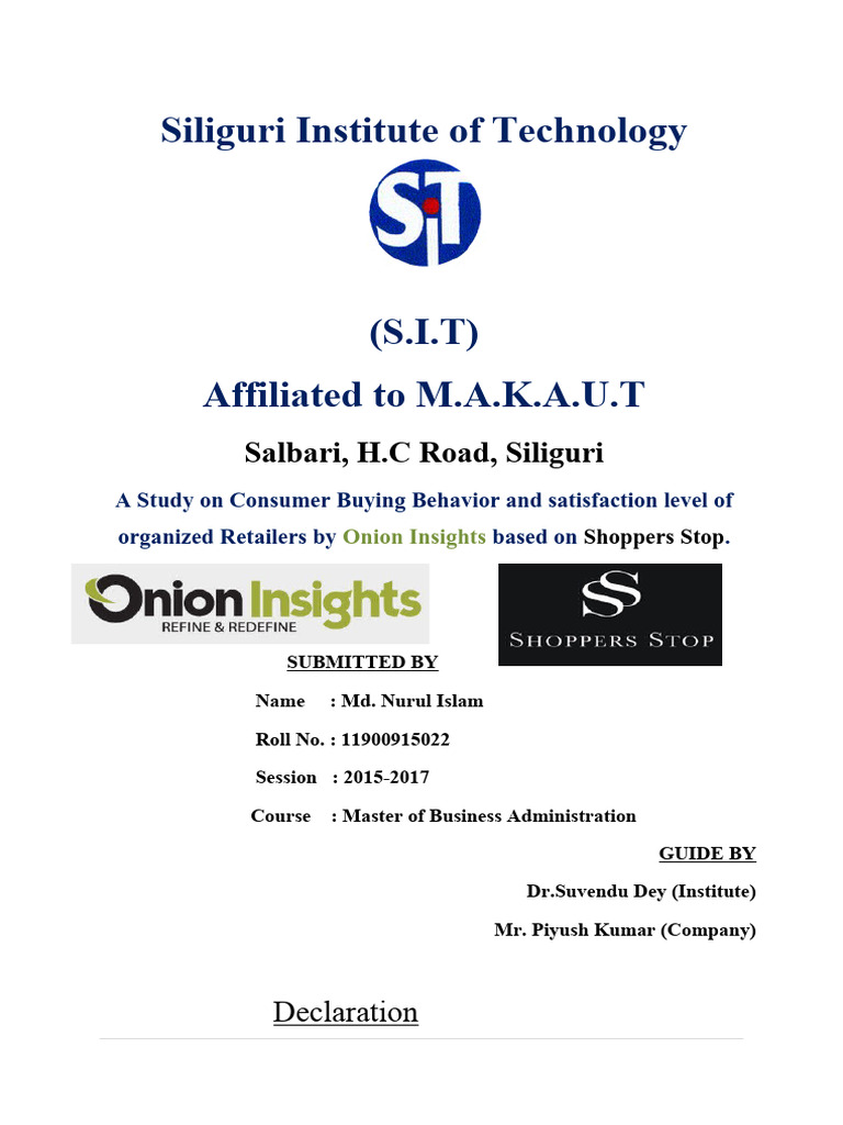 MBA Marketing Research Project On Custom | PDF | Retail | Sampling ...