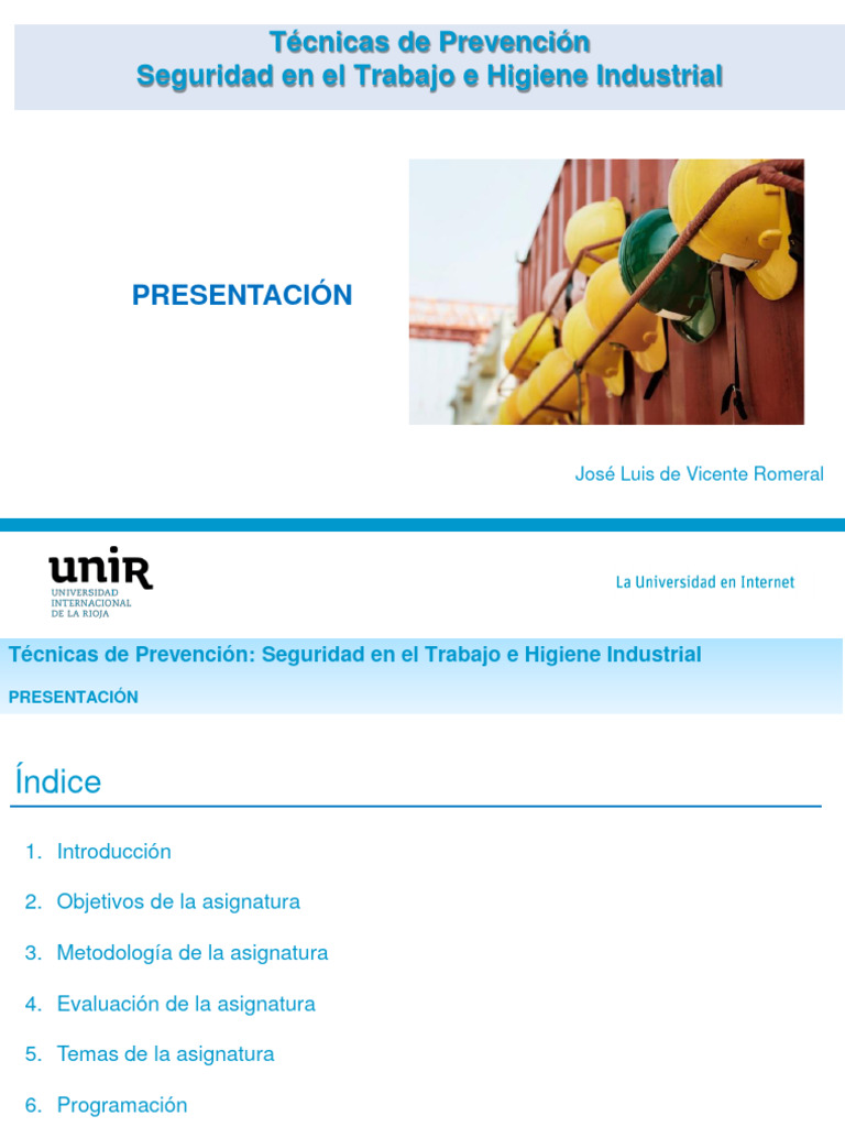 Técnicas PRL Seguridad e Higiene Presentación | Descargar gratis PDF | Seguridad y salud ...
