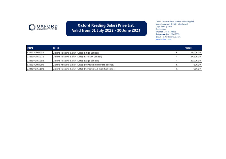 OUP ORS Price List 2022-23 002 | PDF