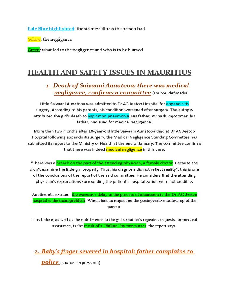 Health and Safety Issues in Mauritius | PDF | Hospital | Childbirth