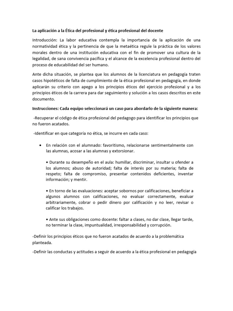 La aplicación a la Ética del profesional y ética profesional del docente | PDF | Maestros ...