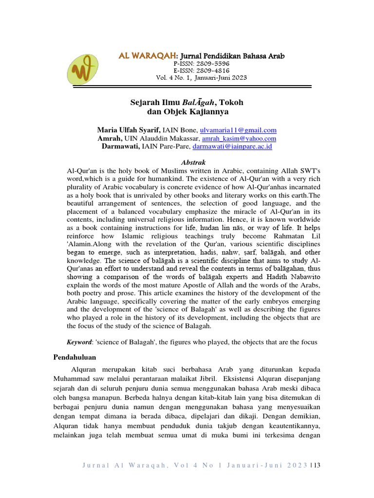 Sejarah Ilmu Balaghah | PDF | Arabs | Monotheism