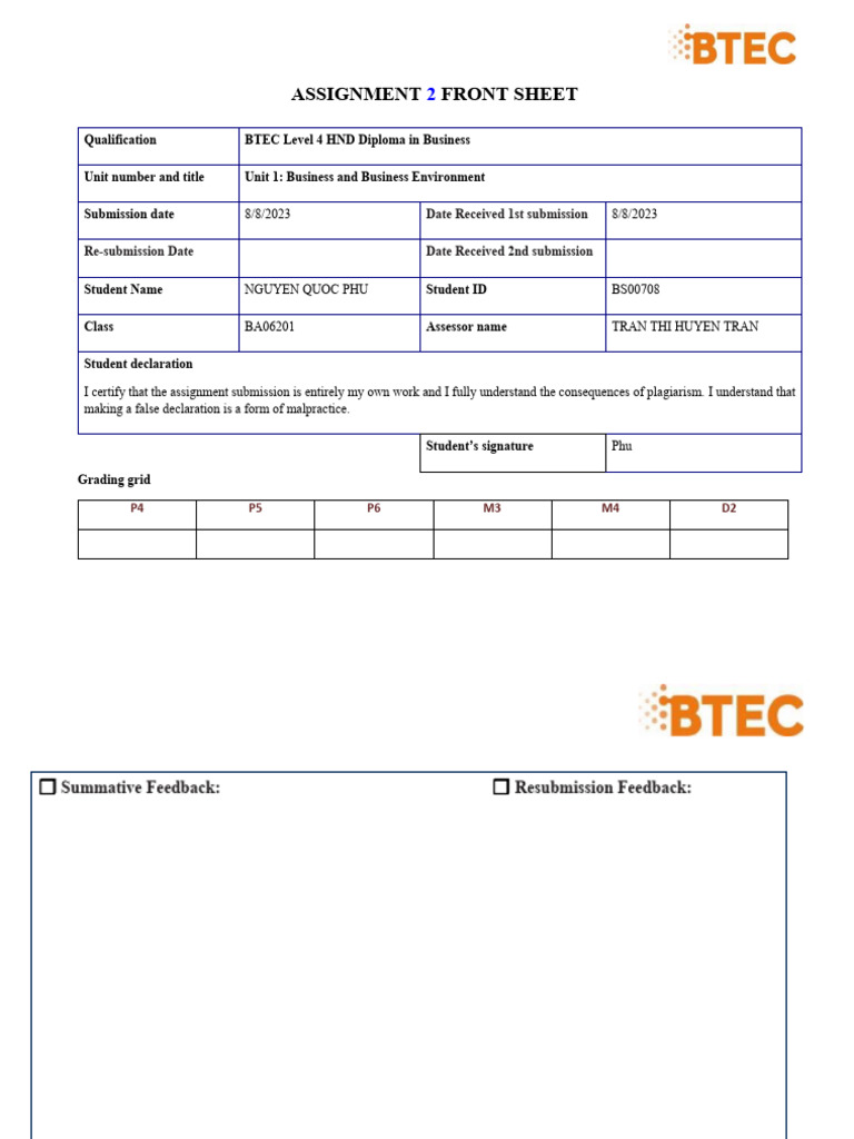 Retake Assignment 2 - BBE - Quốc Phú | Download Free PDF | Samsung ...