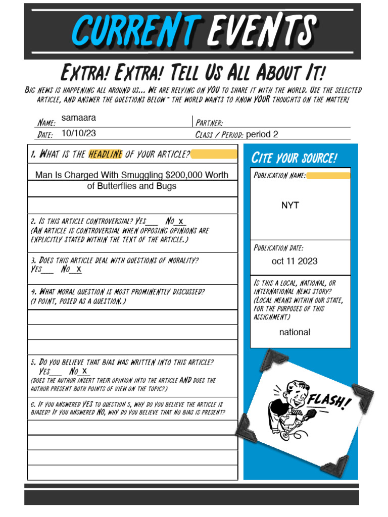 Detailed Current Events Template Journaling - Reflection | PDF | News ...