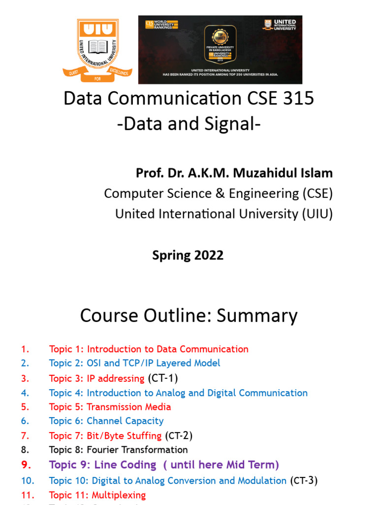 CSE 315 Lecture-No.3 (Spring 2022) - Transmission Media and Channel Capacity | PDF ...