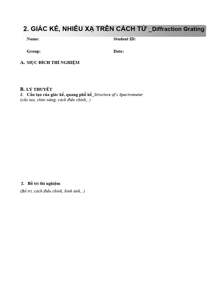 Lab Report Diffraction Grating Spectrometer Pdf
