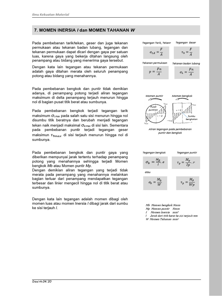 KBH - 7 - Momen Inersia Dan Momen Tahanan | PDF
