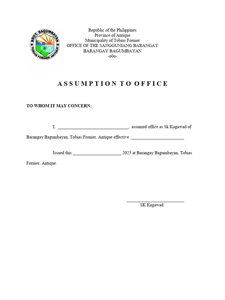 Assumption To Office | PDF