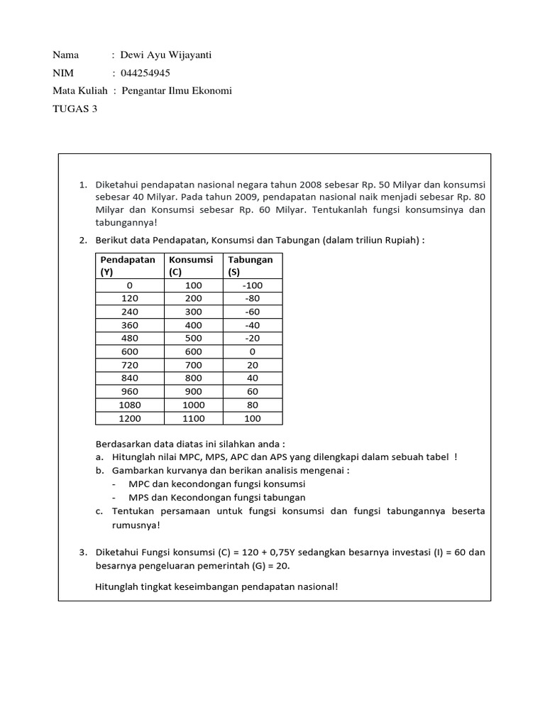 Tugas 3 Pengantar Ilmu Ekonomi | PDF
