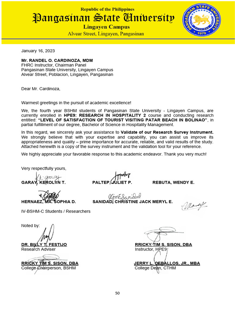 Letter For Validators Group 8 Final 1 | PDF | Vocational Education ...