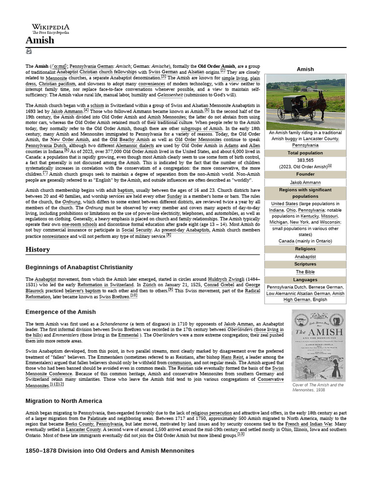 Amish | Download Free PDF | Amish | Protestant Denominational Families