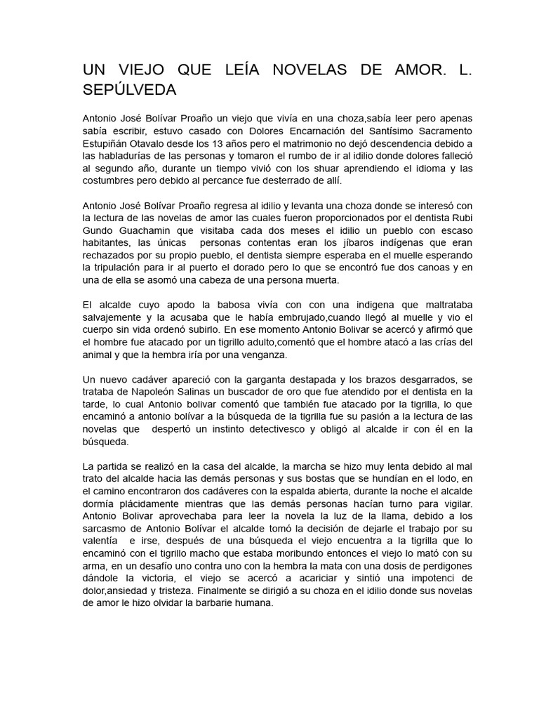 Un Viejo Que Leia Novelas de Amor | PDF | Novela negra, policíaca y ...