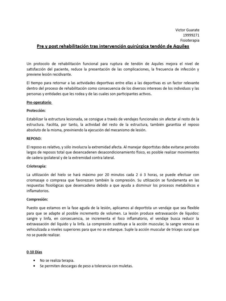 Pre - Post Operatorio Tendon de Aquiles | PDF | Tobillo | Corriendo