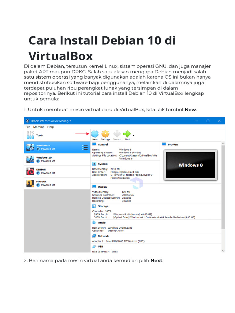 Cara Instalasi Debian 10 Memakai Virtual Box | PDF