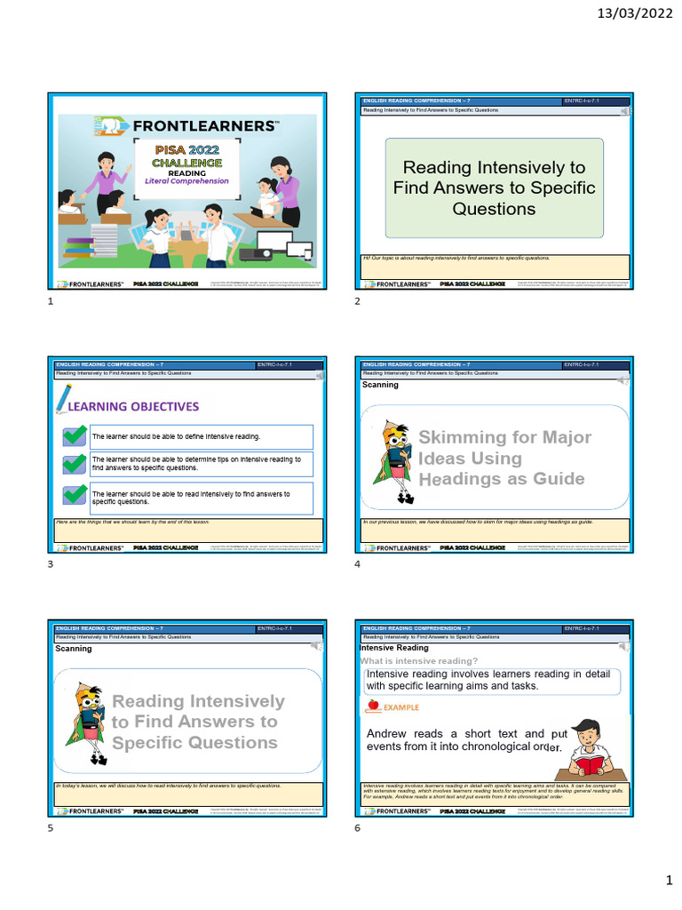 FL Pisa Reading 03 Literalcomprehension | PDF | Reading Comprehension | Speed Reading