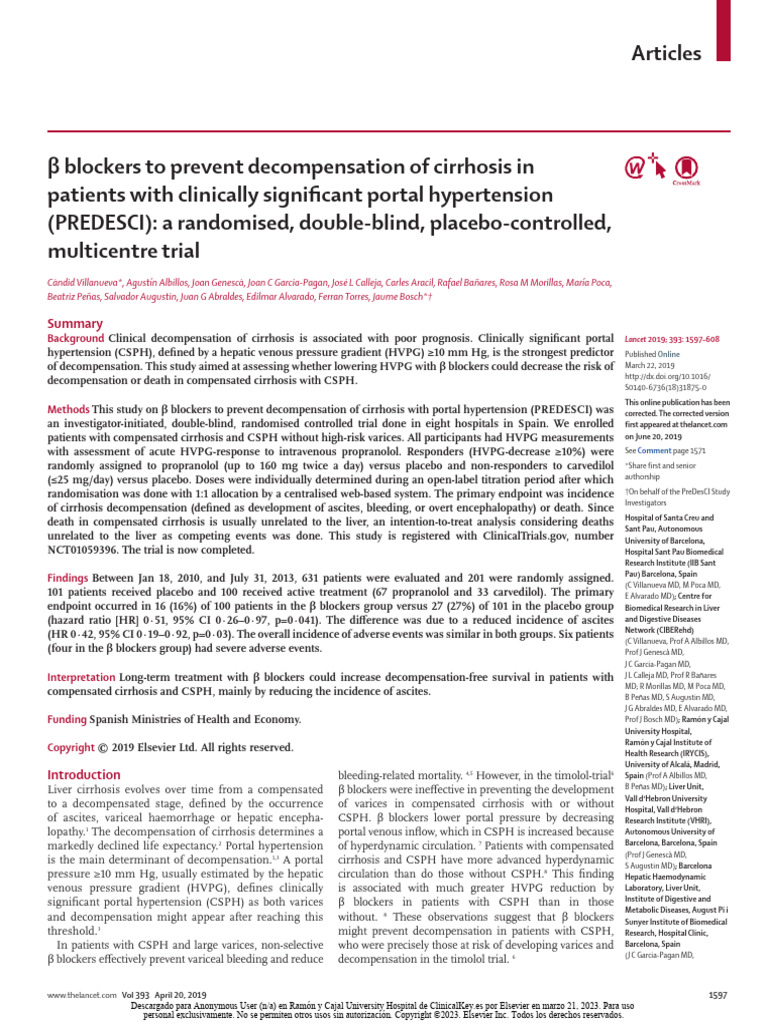 Ensayo PREDESCI | PDF | Cirrhosis | Hepatitis C