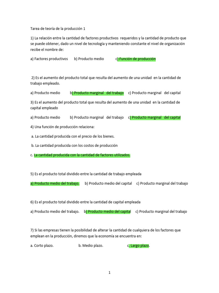 Tarea De Producción Y Costos Nov 22 Pdf Comercio Economias