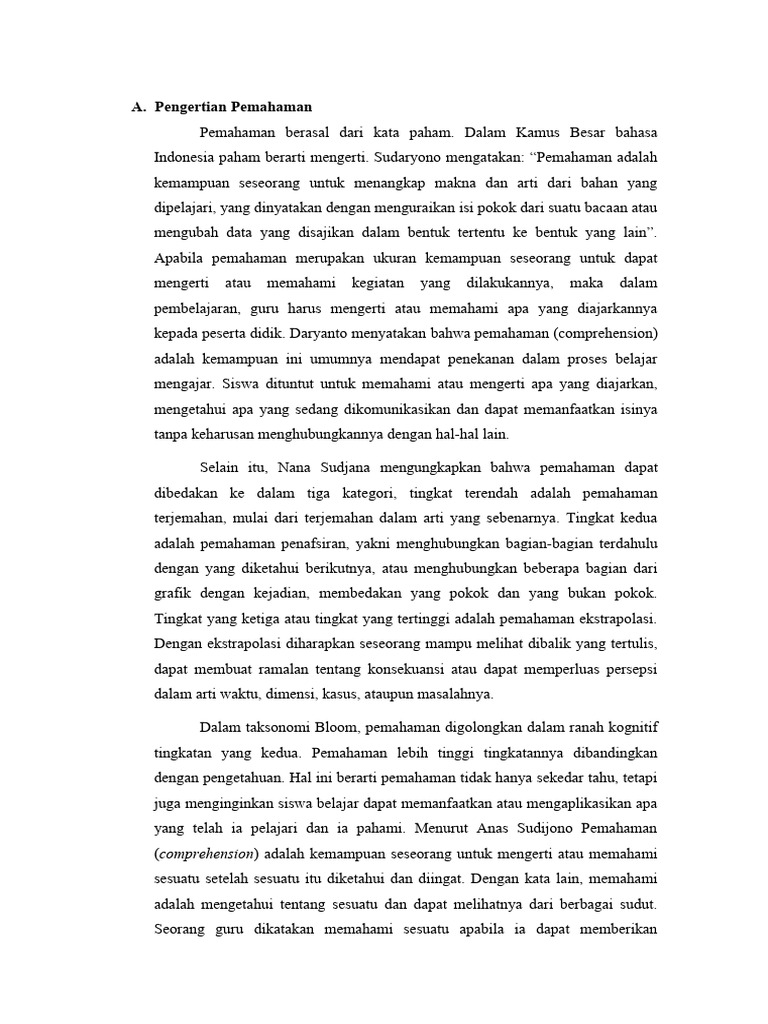 Definisi dan Jenis Pemahaman | PDF