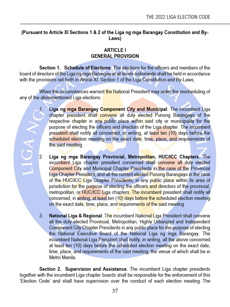 Liga Election Guidelines 2022 | PDF | Elections | Presidents Of The ...
