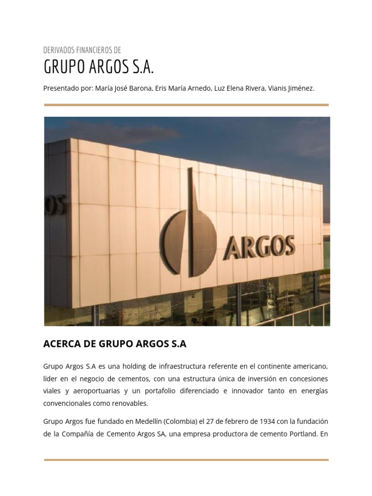 Derivados Financieros de Grupo Argos Sa | PDF | Contabilidad | Estado ...