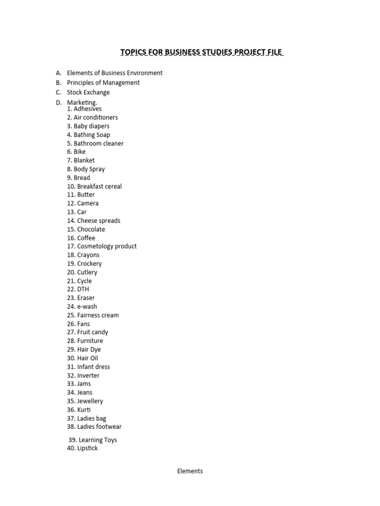 Business Studies Project File | PDF