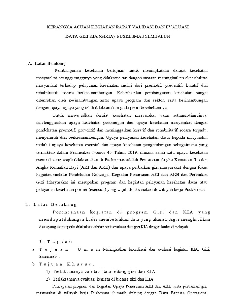 Kak Rapat Validasi Dan Evaluasi | PDF
