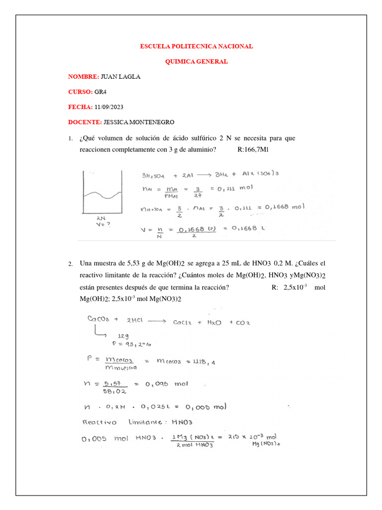Deber 9 | PDF | Concentración | Ácido